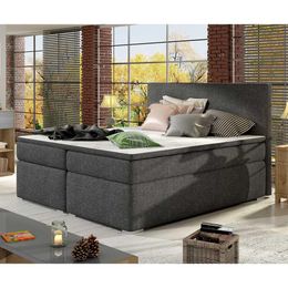 Pharao24.de Stauraumbett Doppelbett in Dunkelgrau aus Webstoff