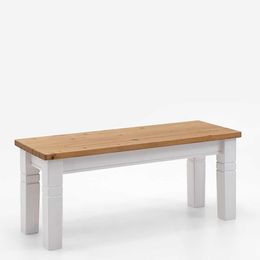Pharao24.de Massivholz Bank zweifarbig in Kieferfarben & Wei&szlig; 46 cm Sitzh&ouml;he