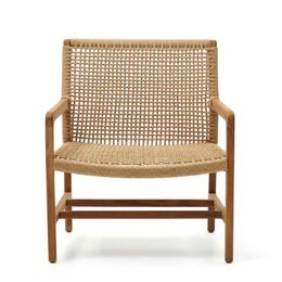 Pharao24.de Sessel Teak und Kunstrattangeflecht in Beige den Garten