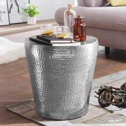 Pharao24.de Sofa Beistelltisch in Silberfarben Aluminium