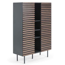 Pharao24.de Design Wohnzimmer Schrank in Dunkelgrau lackiert Walnuss furniert
