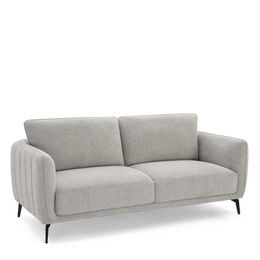 Pharao24.de Sofa Couch in Hellgrau mit Armlehnen