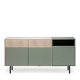 Pharao24.de Sideboard in Beton Grau und Buche hell 180 cm breit