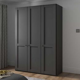 Pharao24.de Kleiderschrank 3 T&uuml;ren in Dunkelgrau 150 cm breit - 216 cm hoch