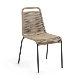 Pharao24.de Geflecht St&uuml;hle in Hellbraun und Schwarz 45 cm Sitzh&ouml;he (4er Set)
