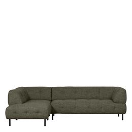 Pharao24.de Dunkelgr&uuml;ne Sofaecke in modernem Design Strukturstoff und Metall