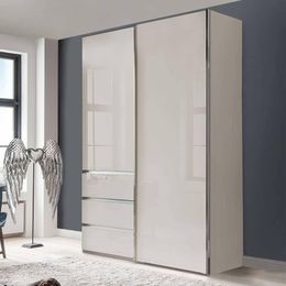 Pharao24.de Kleiderschrank Front glasbeschichtet in Champagner Schwebet&uuml;ren