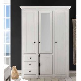 Pharao24.de Schlafzimmer Kleiderschrank im Landhausstil Wei&szlig; Spiegel