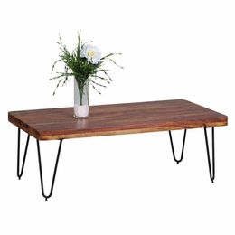 Pharao24.de Wohnzimmer Couchtisch aus Sheesham Massivholz Metall Schwarz