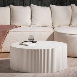 Pharao24.de Wohnzimmertisch Sofatisch in Wei&szlig; im Skandi Design