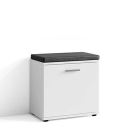 Pharao24.de Garderobenbank mit Sitzpolster in Wei&szlig; und Schwarz 49 cm hoch
