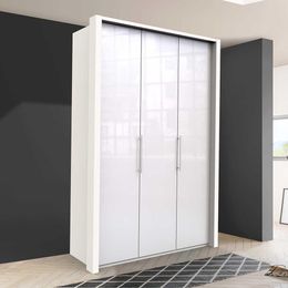 Pharao24.de Kleiderschrank in Wei&szlig; glasbeschichtet