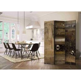Pharao24.de Industry Design Paravent in Metall Optik Braun und Goldfarben