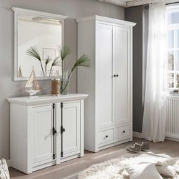 Pharao24.de Flurm&ouml;bel Set im Landhaus Design Pinie Wei&szlig; (dreiteilig)