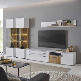 Pharao24.de TV Wohnwand in modernem Design Dekor tiefgezogen (vierteilig)