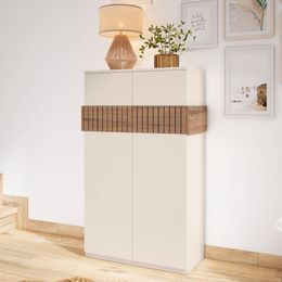 Pharao24.de Schuh Schrank Schuhgarderobe in Wei&szlig; und Holz Braun
