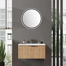 Pharao24.de Waschbeckenschrank mit Spiegel in modernem Design 80 cm breit (zweiteilig)