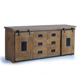 Pharao24.de Sideboard Kommode mit Schiebet&uuml;ren und Metallgriffen