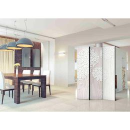Pharao24.de Esszimmer Paravent mit abstraktem Bl&uuml;ten Motiv 135 cm breit