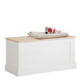 Pharao24.de Dekotruhe in Wei&szlig; und Eiche Optik 90 cm breit