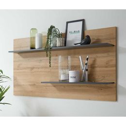 Pharao24.de Wandregal in Wildeiche Optik und Anthrazit 150 cm breit