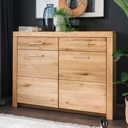 Pharao24.de Sideboard aus Wildeiche Massivholz 2 T&uuml;ren 2 Schubladen 118x92x45 cm Pharao24