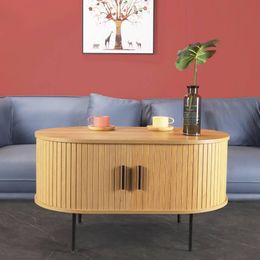 Pharao24.de Sofatisch Couchtisch in ovaler Form mit zwei T&uuml;ren