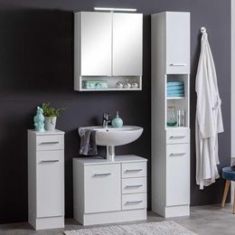 Pharao24.de Badezimmer Komplettset in Wei&szlig; LED Beleuchtung (vierteilig)