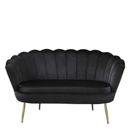 Pharao24.de Samt Sofa in Schwarz muschelf&ouml;rmig