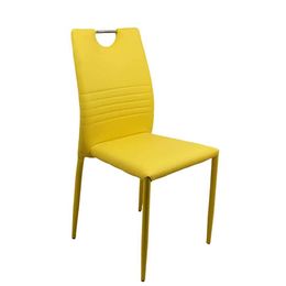 Pharao24.de Stapelbare St&uuml;hle Kunstleder Gelb modernes Design (4er Set)