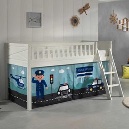 Pharao24.de Kinderbett Etagenbett aus Kiefer Massivholz Polizei Motiv