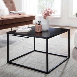 Pharao24.de Schwarzer Sofatisch im Industrie und Loft Stil quadratischer Tischplatte
