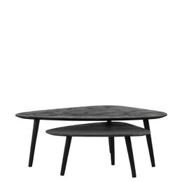 Pharao24.de Couchtische in Schwarz Massivholz und Metall (zweiteilig)