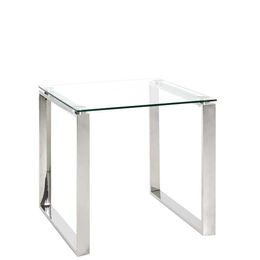Pharao24.de Sofa Beistelltisch aus Edelstahl Sicherheitsglas