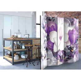 Pharao24.de Spanische Wand mit Bl&uuml;ten Motiv Wei&szlig; und Lila