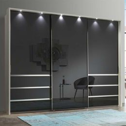 Pharao24.de Schwebet&uuml;renkleiderschrank in Anthrazit und Wei&szlig; Glas beschichtet