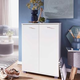 Pharao24.de Wei&szlig;er Garderobenschuhschrank mit Dreht&uuml;ren 60 cm breit