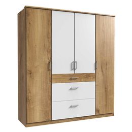 Pharao24.de Zweifarbiger Kleiderschrank in Plankeneiche Holzoptik und Wei&szlig; Made in Germany