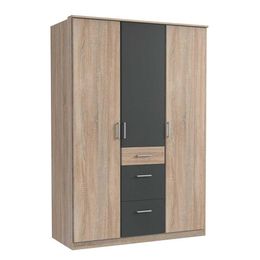 Pharao24.de Zweifarbiger Schlafzimmerkleiderschrank in Eiche S&auml;gerau Dunkelgrau