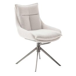 Pharao24.de Polsterstuhl Esszimmer Set in Cremewei&szlig; Edelstahlfarben (2er Set)