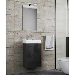Pharao24.de Bad Set G&auml;ste WC schwarz f&uuml;r die Wandmontage 41 cm breit (zweiteilig)