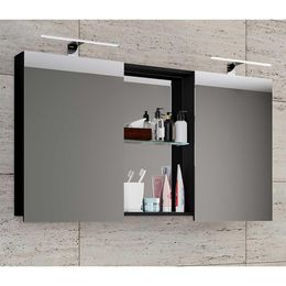 Pharao24.de Badezimmerspiegelschrank schwarz in modernem Design 112 cm breit