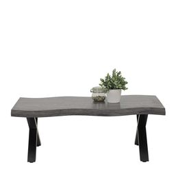 Pharao24.de Wohnzimmer Tisch Industrial in Eiche Grau Holzoptik Baumkante Schwarz