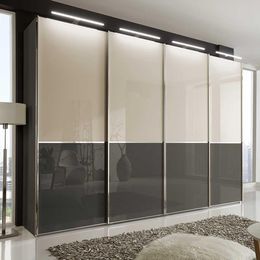 Pharao24.de 4 t&uuml;riger Schwebet&uuml;renschrank in Creme Wei&szlig; und Braun 330 cm breit
