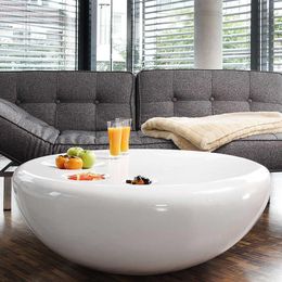 Pharao24.de Designercouchtisch in Hochglanz Wei&szlig; Kunststoff