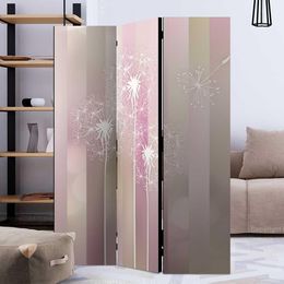 Pharao24.de Raum Trennwand in Rosa und Wei&szlig; Pusteblumen Motiv