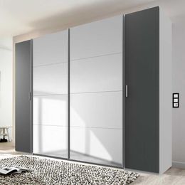 Pharao24.de Kleiderschrank mit Spiegeln in Dunkelgrau und Wei&szlig; Made in Germany