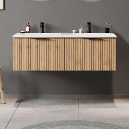 Pharao24.de Waschbeckenschrank h&auml;ngend mit zwei Soft Close Schubladen 120 cm breit