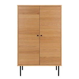 Pharao24.de Wohnzimmer Schrank Highboard in Eichefarben mit Vierfu&szlig;gestell aus Metall