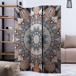 Pharao24.de Raumtrenner Paravent mit Leinwand F&uuml;llung Mandala Motiv